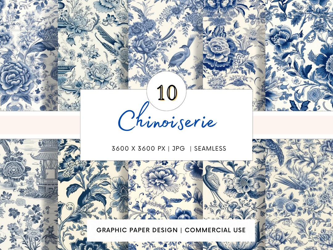 SEAMLESS Digital Paper - Chinoiserie - 10 Designs - - Print on Demand ...