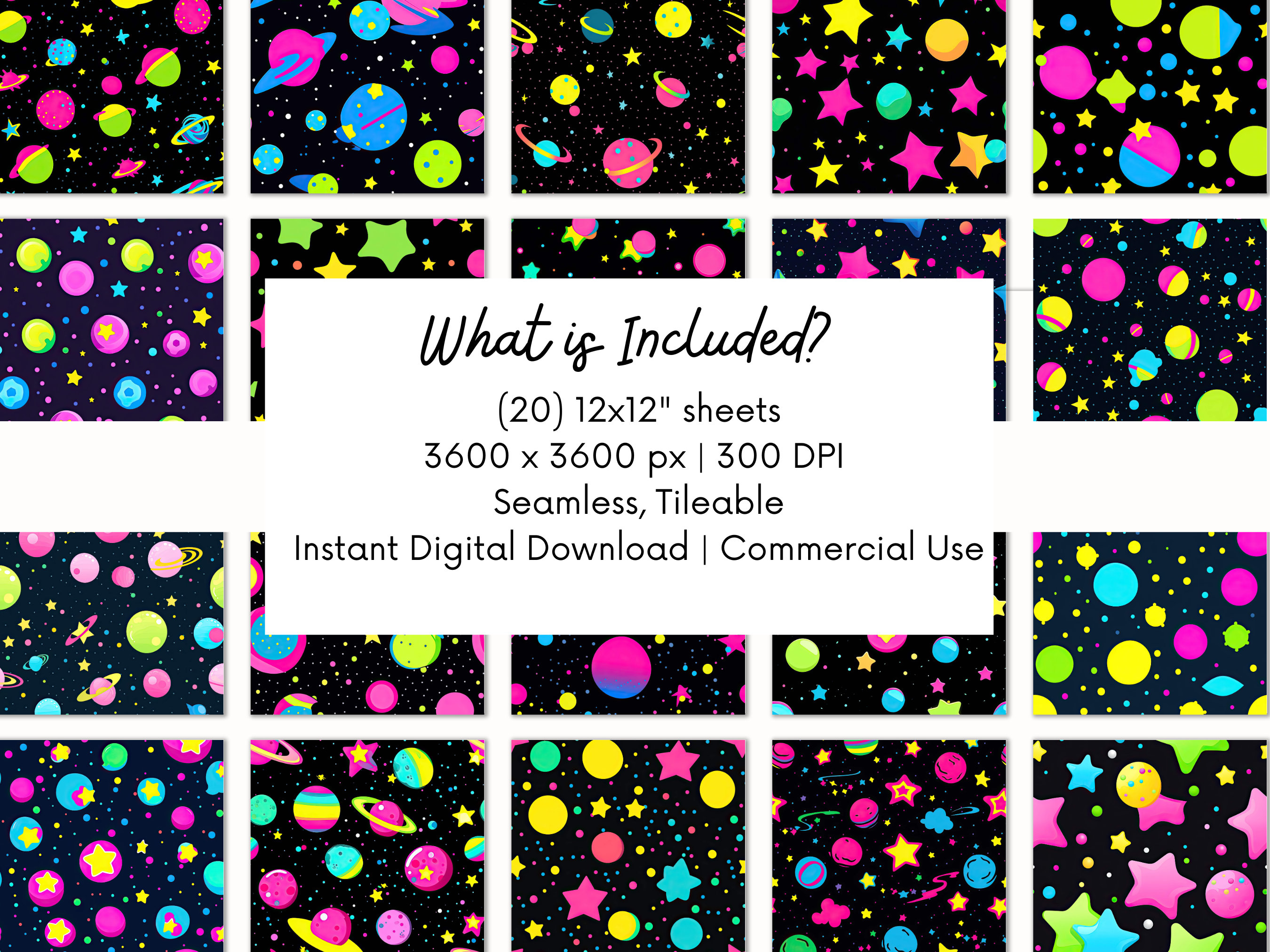 SEAMLESS Digital Paper - Neon Nights - 20 Designs - - Print on Demand ...