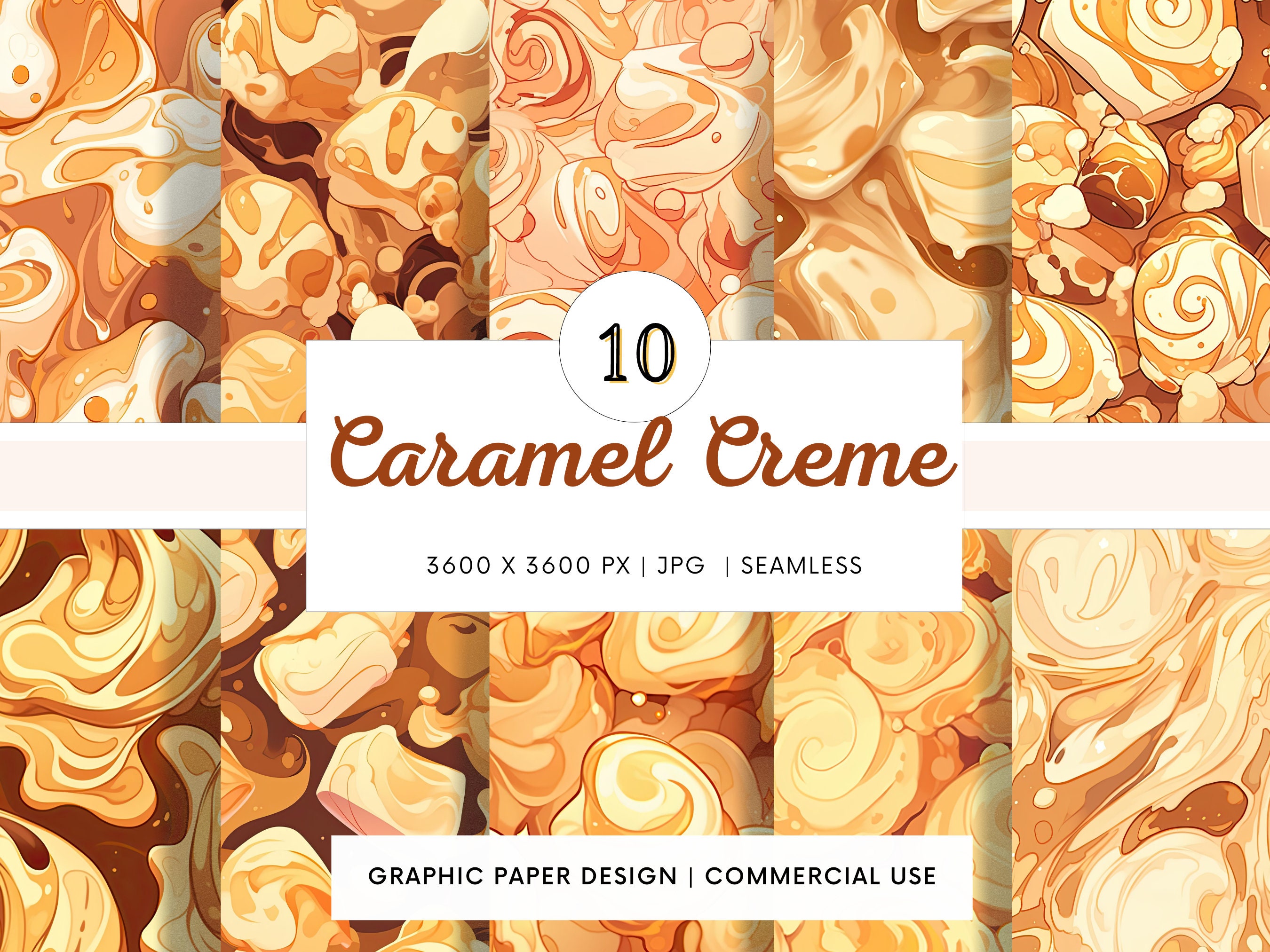 Caramel Swirls Seamless Digital Paper: 10 Creme Designs (digital ...