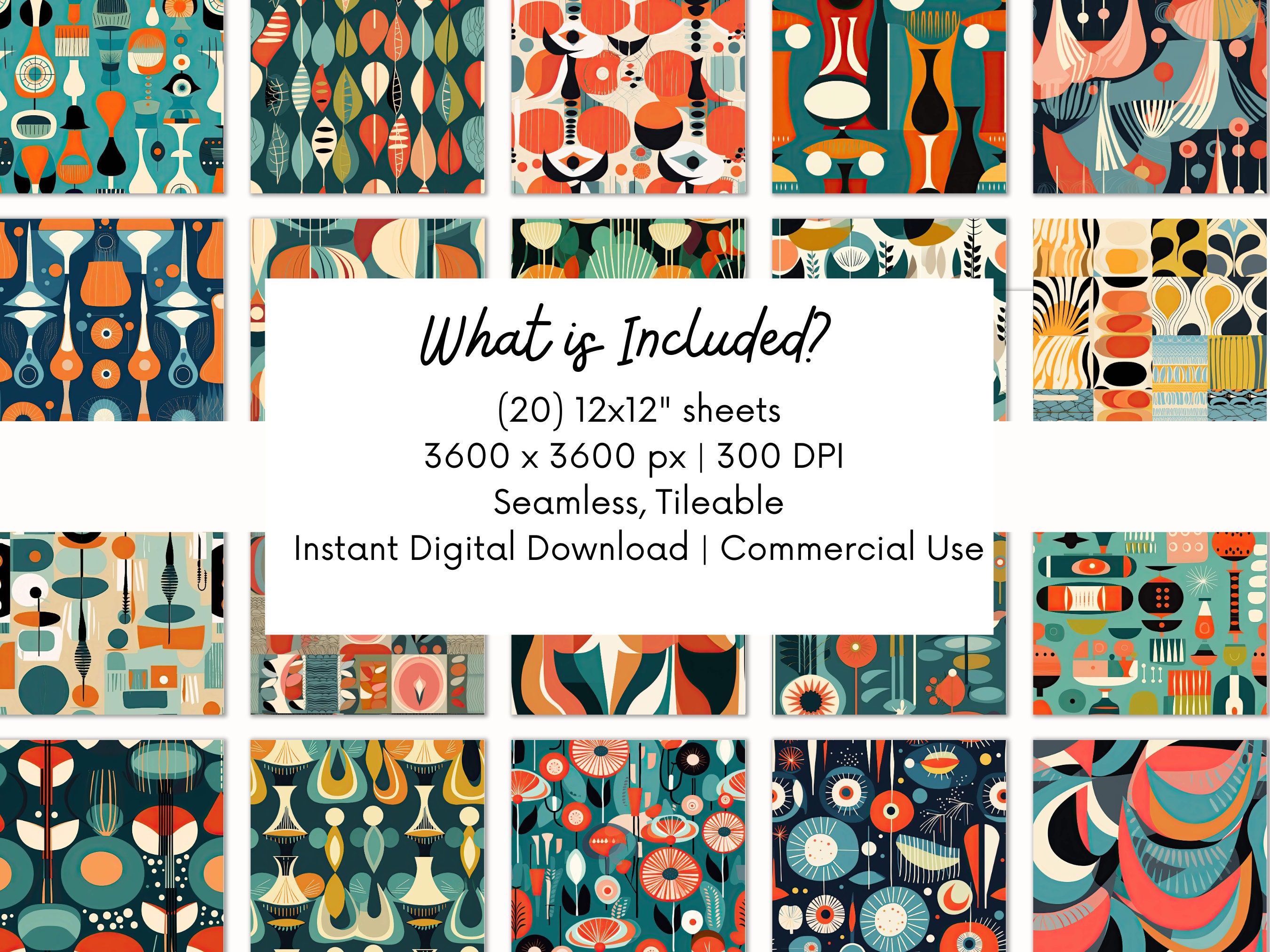 SEAMLESS Digital Paper - Danish Modern - 20 Designs - - Print on Demand ...