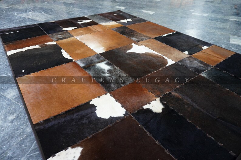 Handcrafted Cowhide Rug 100% Natural Cow Skin Rug Real Leather ...