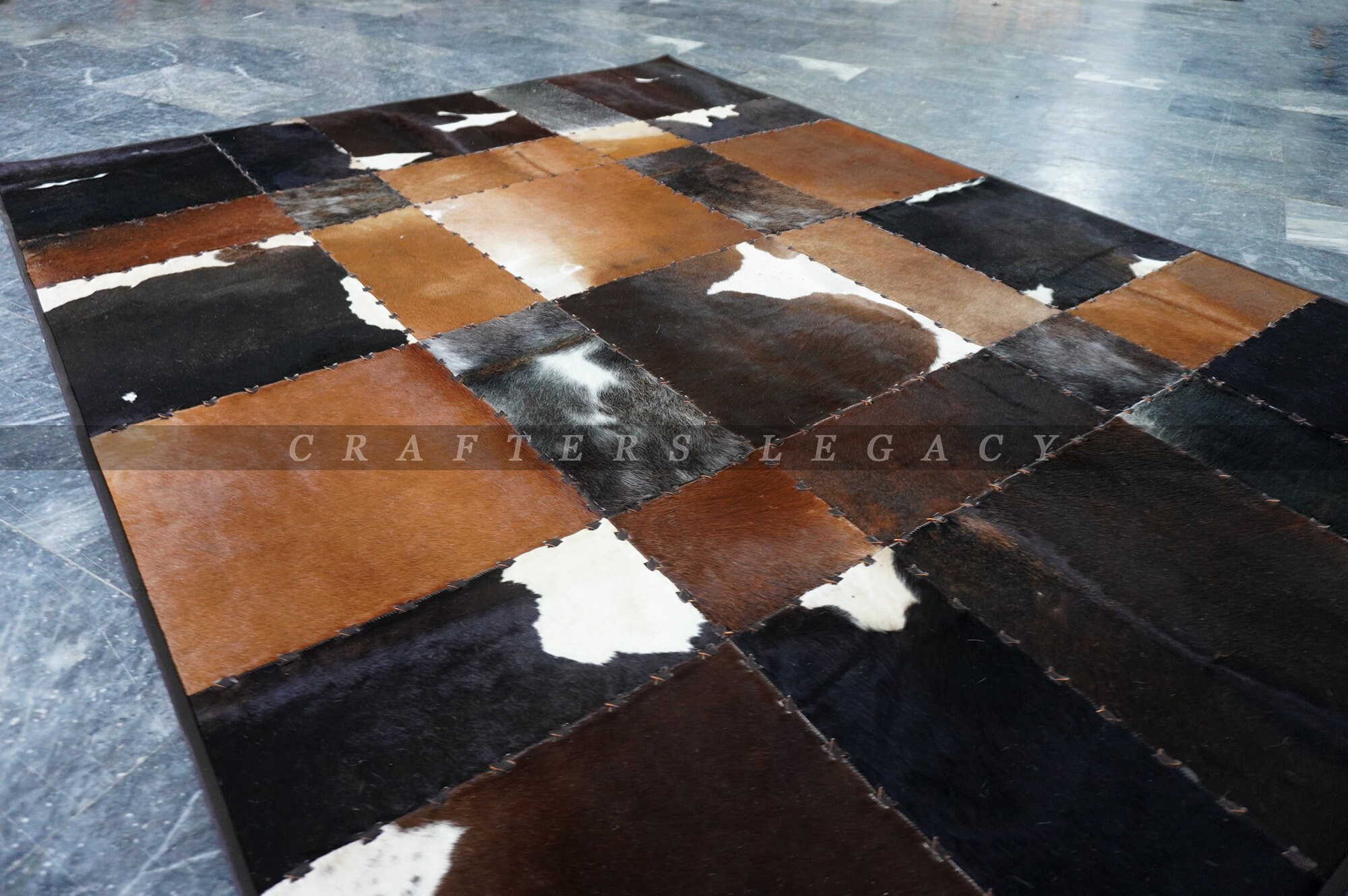 Handcrafted Cowhide Rug 100% Natural Cow Skin Rug Real Leather ...