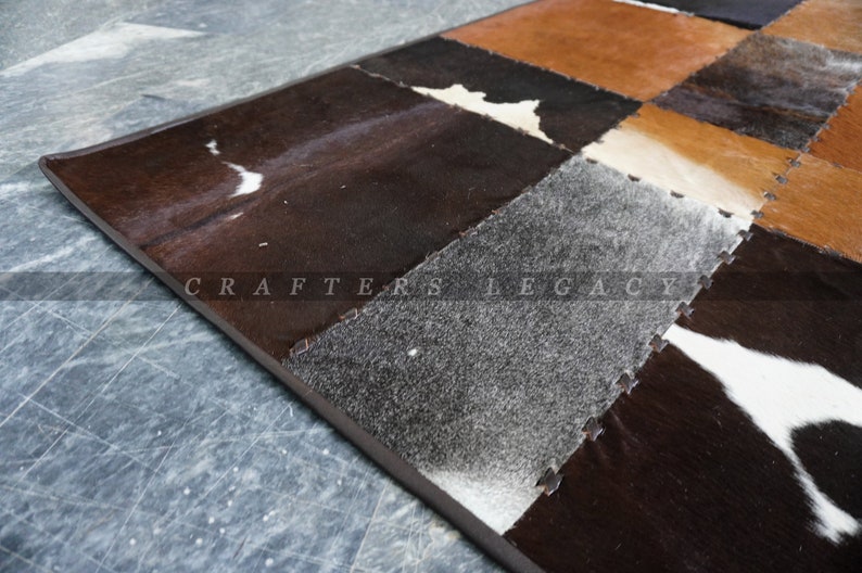 Handcrafted Cowhide Rug 100% Natural Cow Skin Rug Real Leather ...