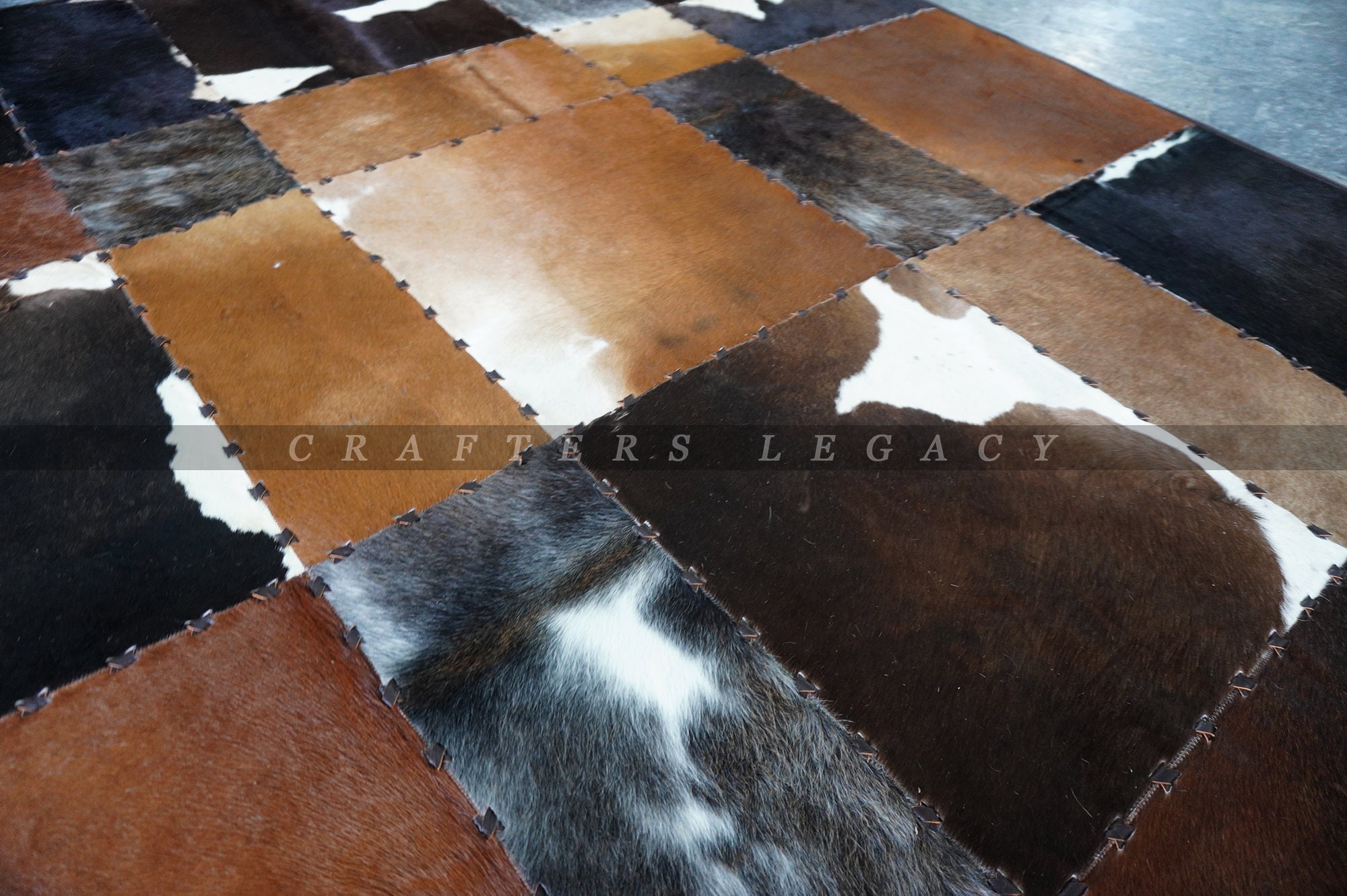 Handcrafted Cowhide Rug 100% Natural Cow Skin Rug Real Leather ...