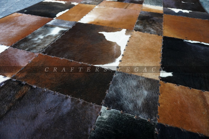 Handcrafted Cowhide Rug 100% Natural Cow Skin Rug Real Leather ...