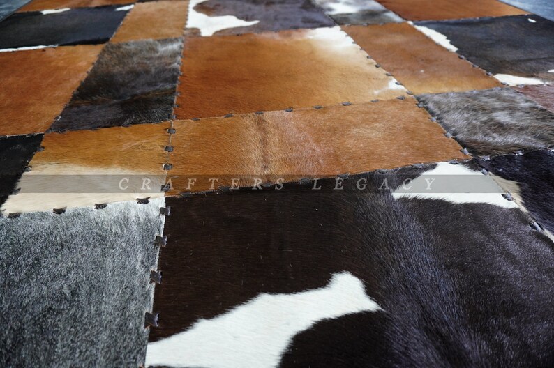 Handcrafted Cowhide Rug 100% Natural Cow Skin Rug Real Leather ...
