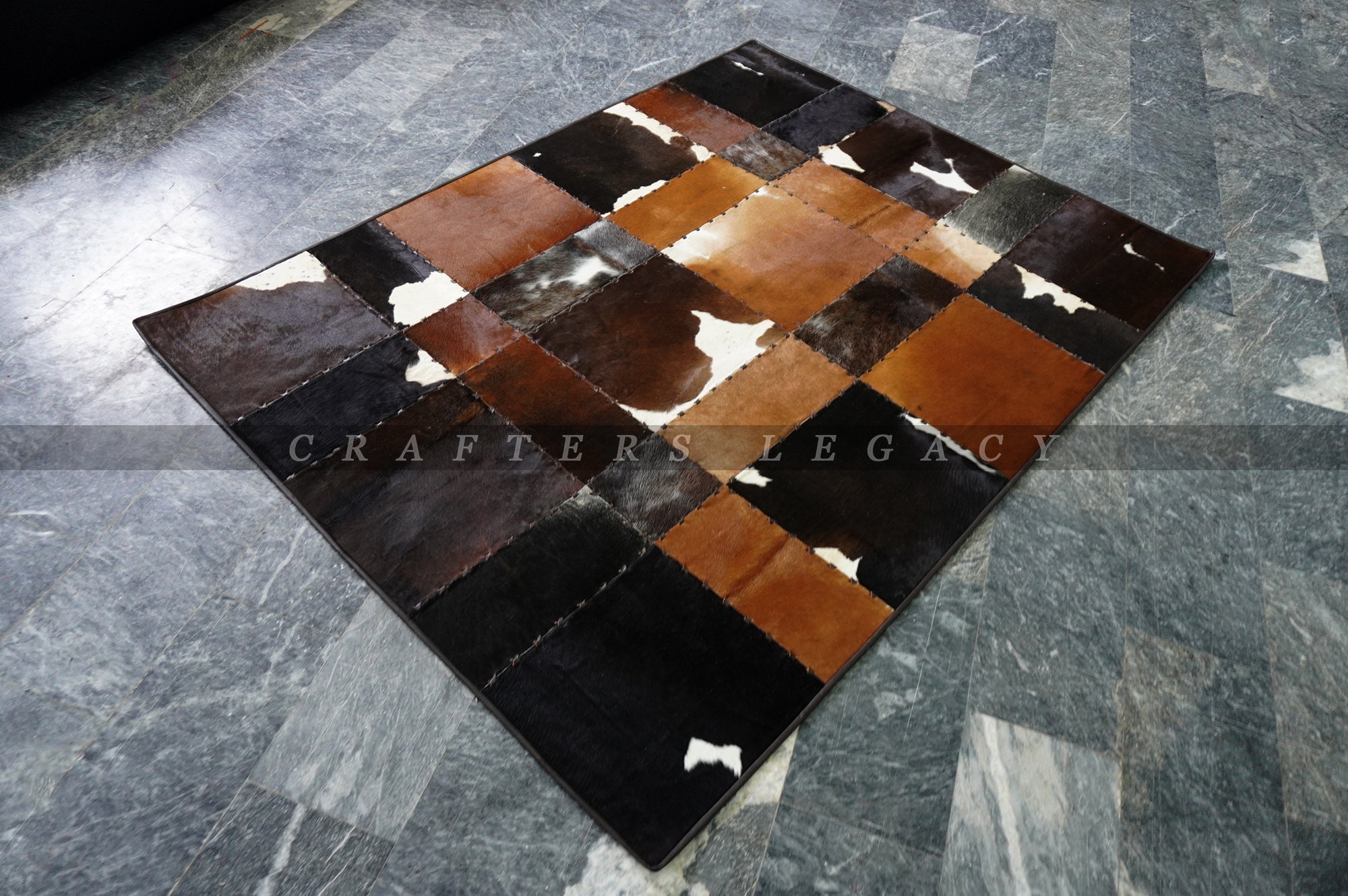 Handcrafted Cowhide Rug 100% Natural Cow Skin Rug Real Leather ...