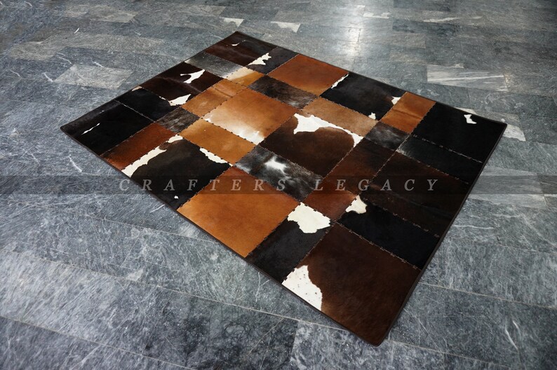 Handcrafted Cowhide Rug 100% Natural Cow Skin Rug Real Leather ...