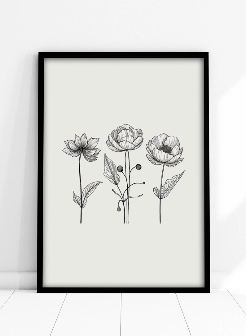 Simple Korean Painting Flower Minhwa Inspired Korean Wall Art Forest ...
