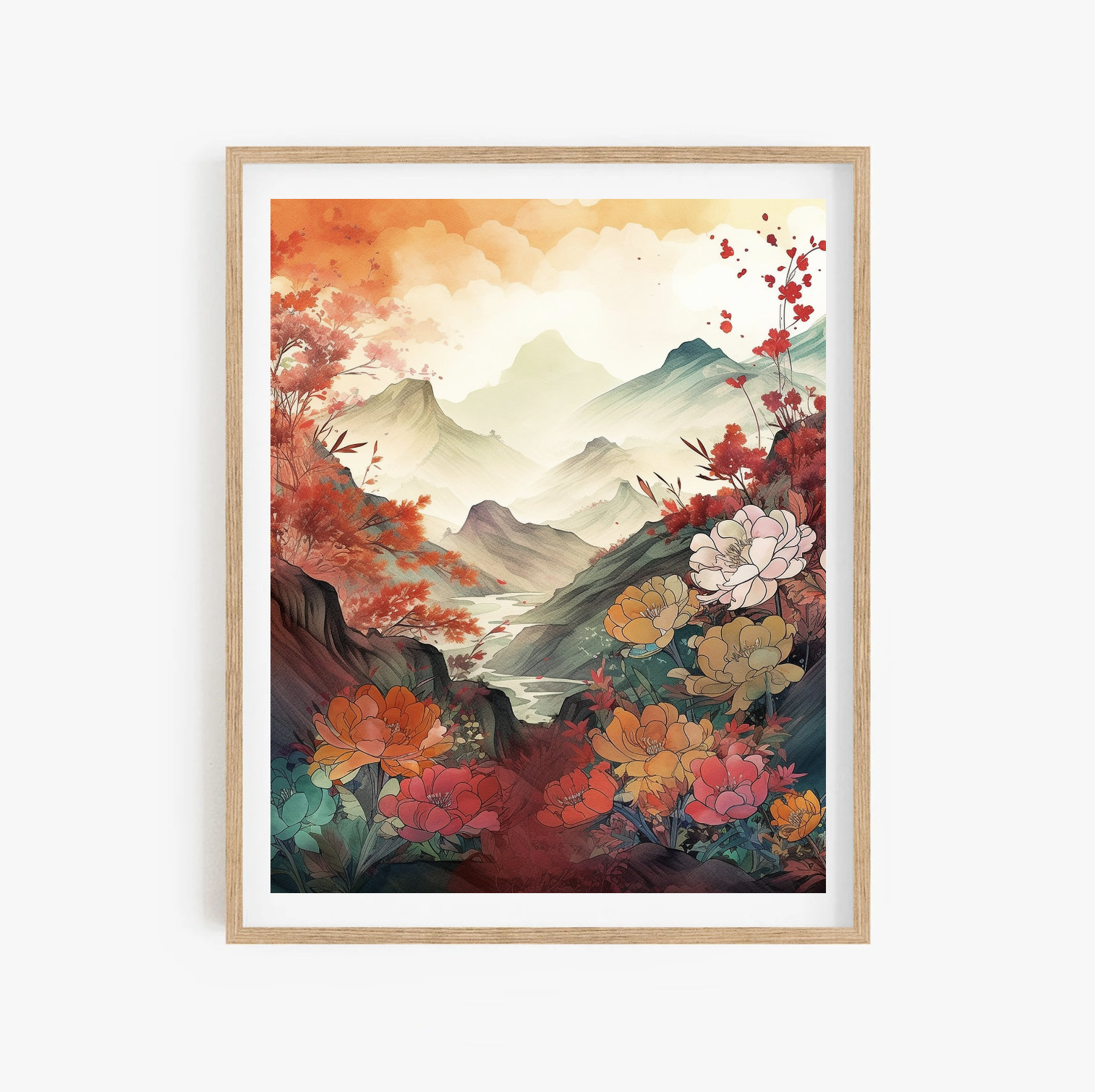 Korean Art Wall Poster, Korean Painting Minhwa Inspired, Natural Korean ...