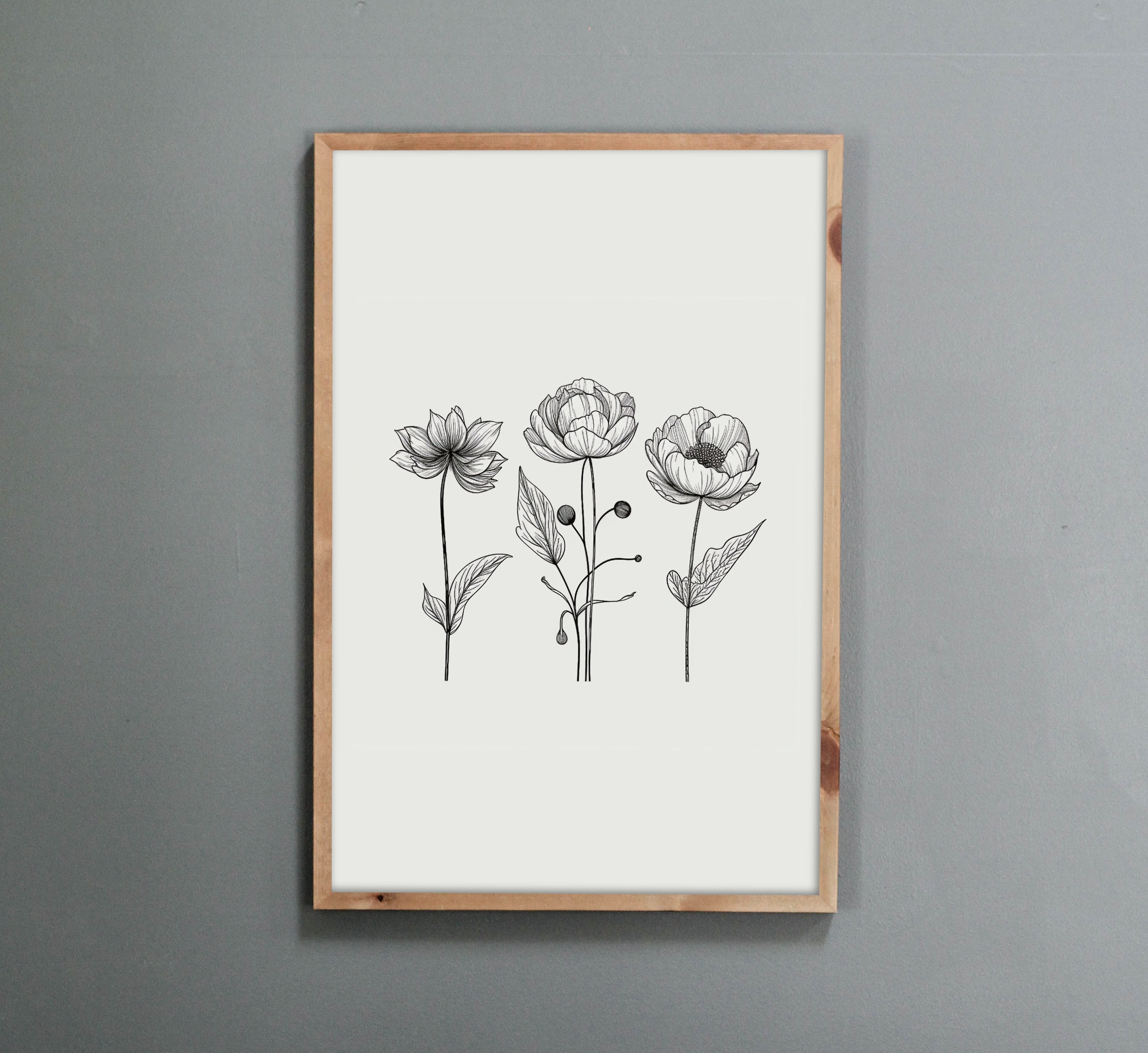 Simple Korean Painting Flower Minhwa Inspired Korean Wall Art Forest ...