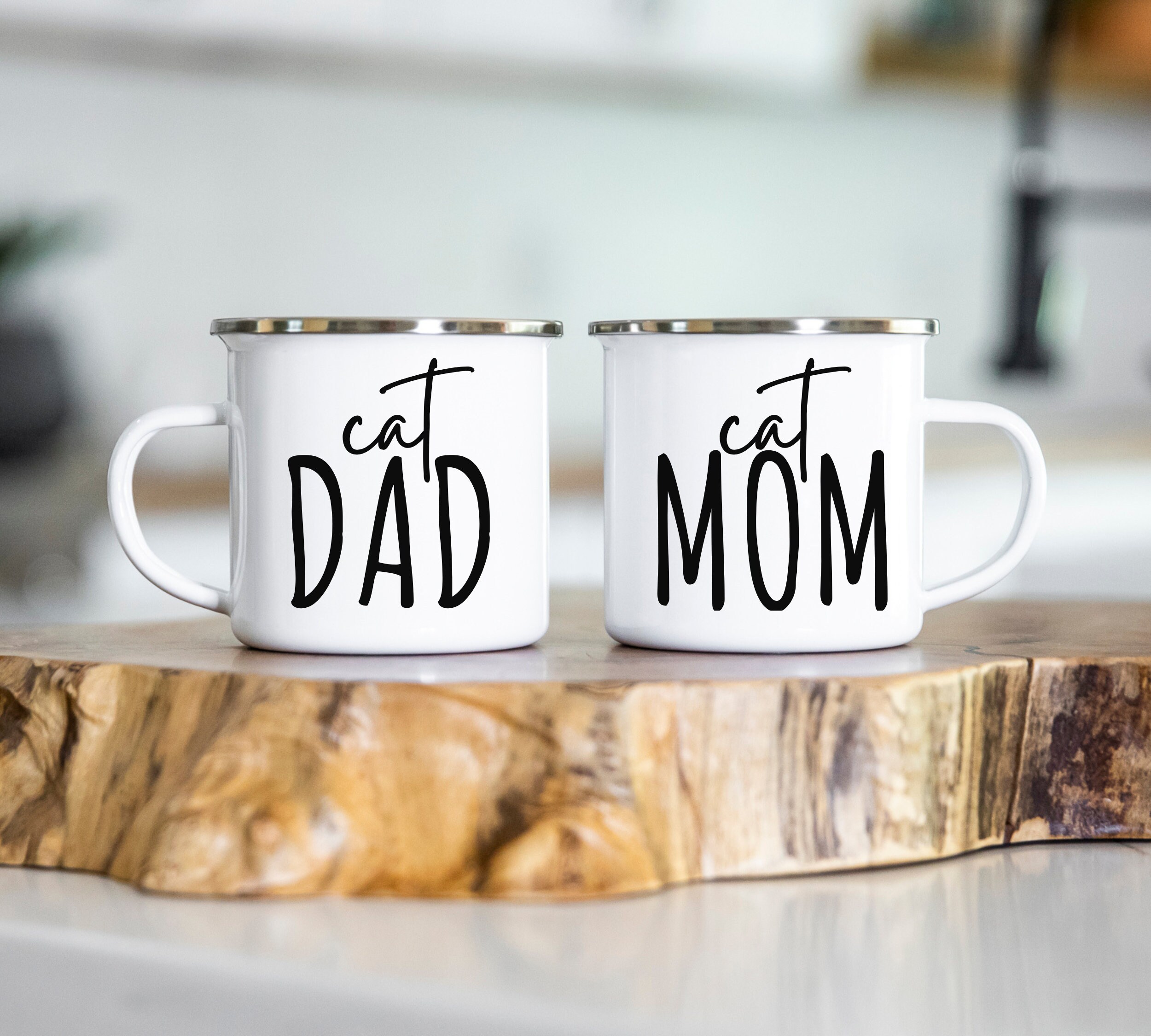 Custom Cat Mom and Cat Dad Mug Set Personalized Couples Gift Cat Lover ...