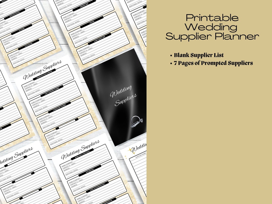 Printable Supplier Planner | Printable Wedding Planner | Wedding Binder ...