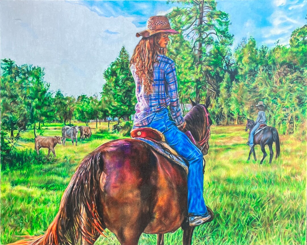A Sunday Stroll Colored Pencil Drawing - Etsy