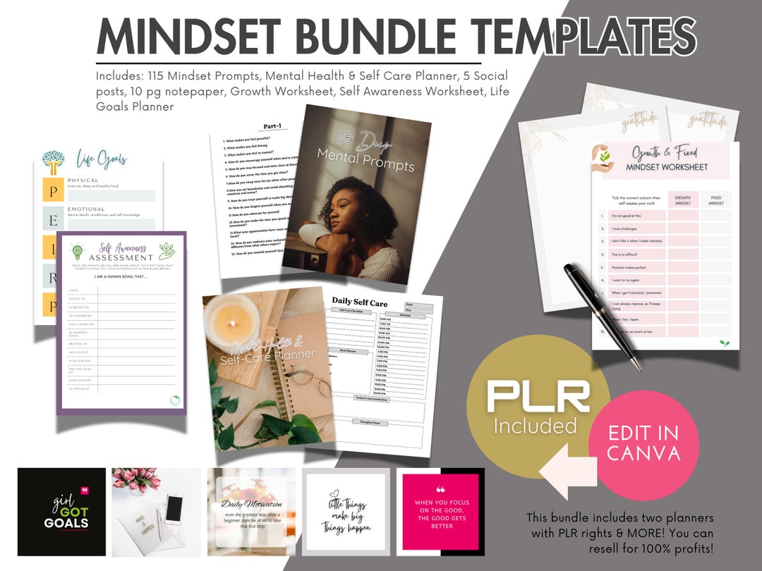 PLR Mindset Canva Template Bundle to Resell | PLR | PLR Bundle - Etsy