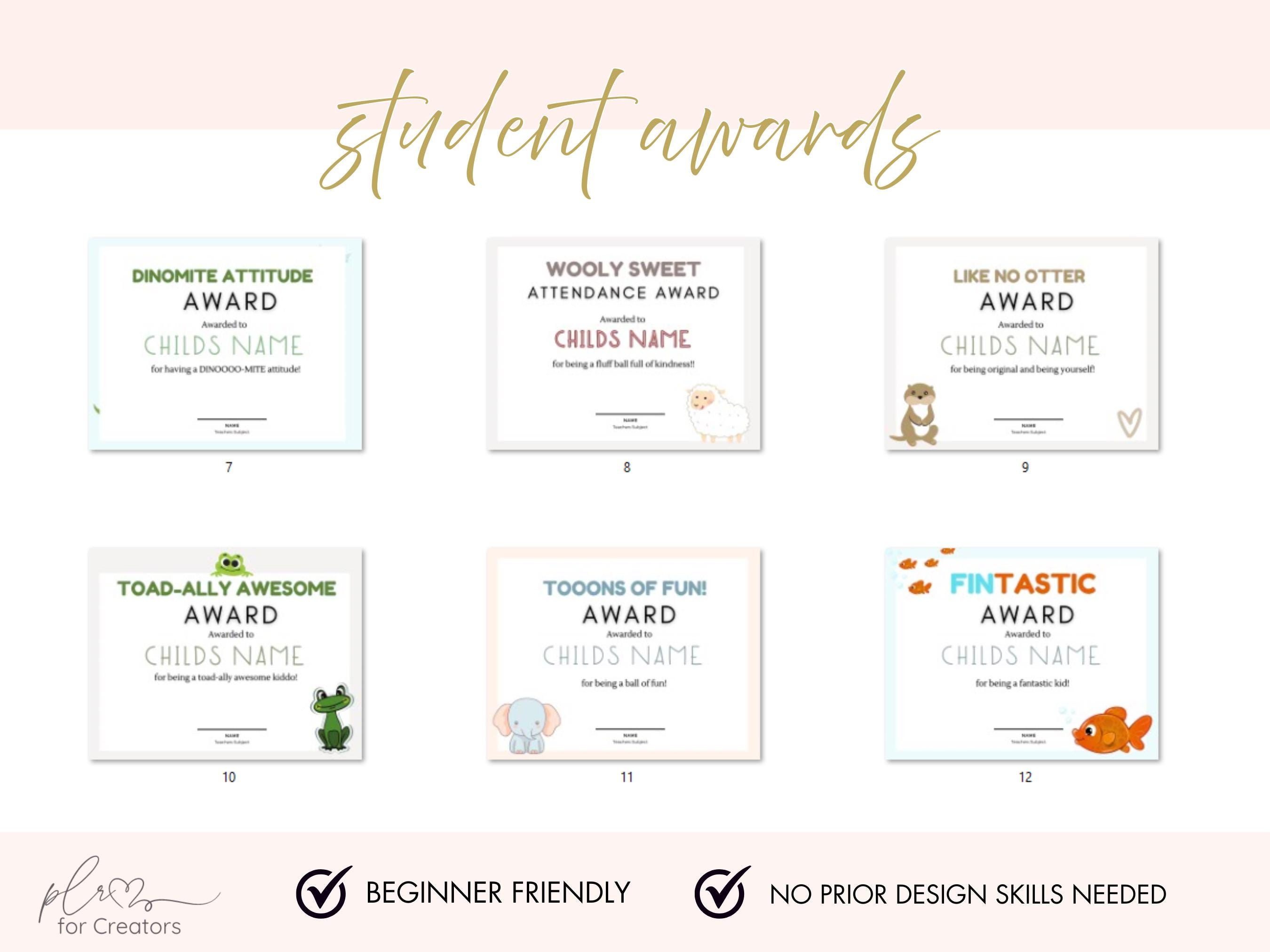 Teacher Awards & Worksheets Bundle | Editable PLR Printables | Use in ...