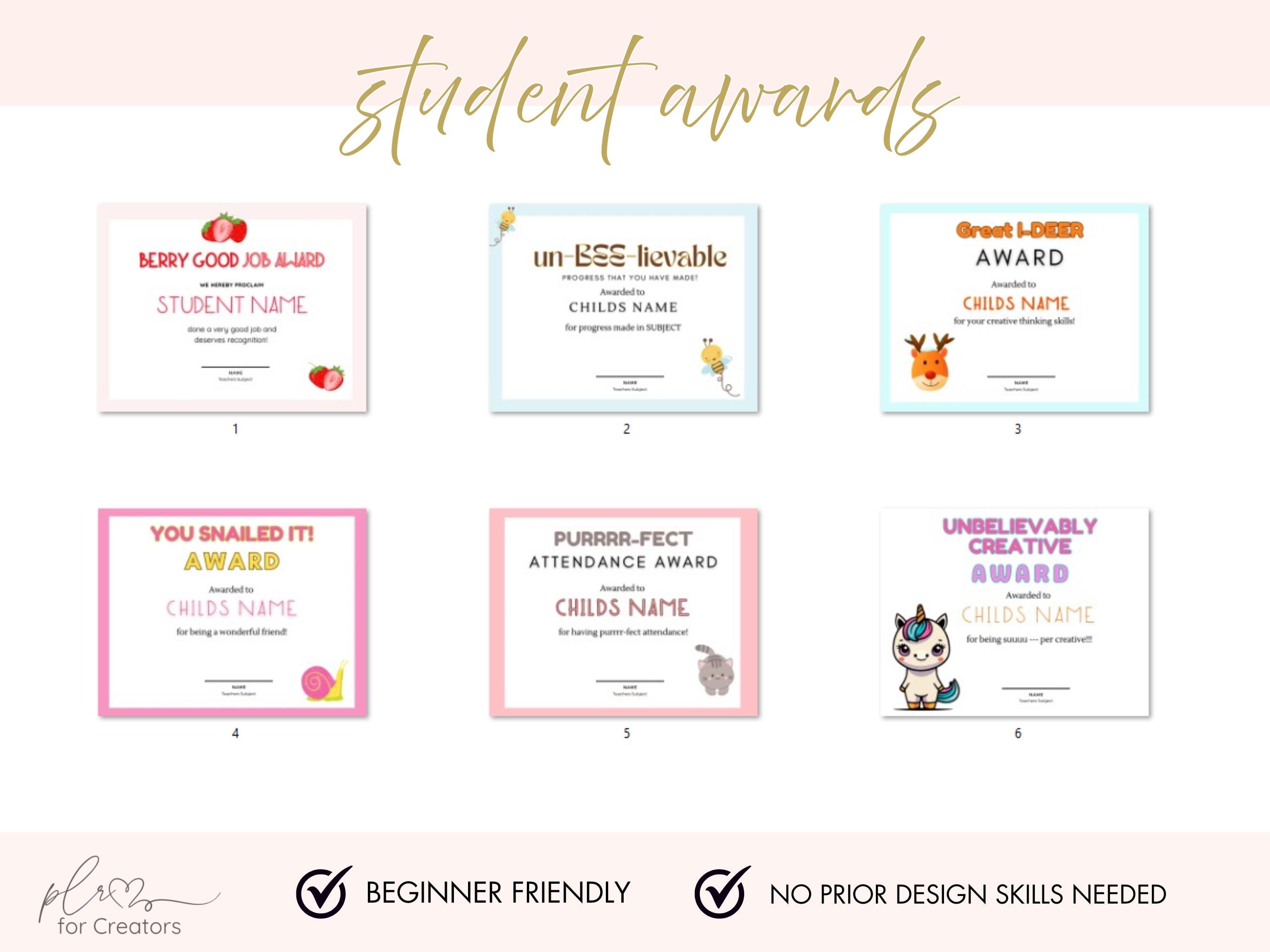 Teacher Awards & Worksheets Bundle | Editable PLR Printables | Use in ...
