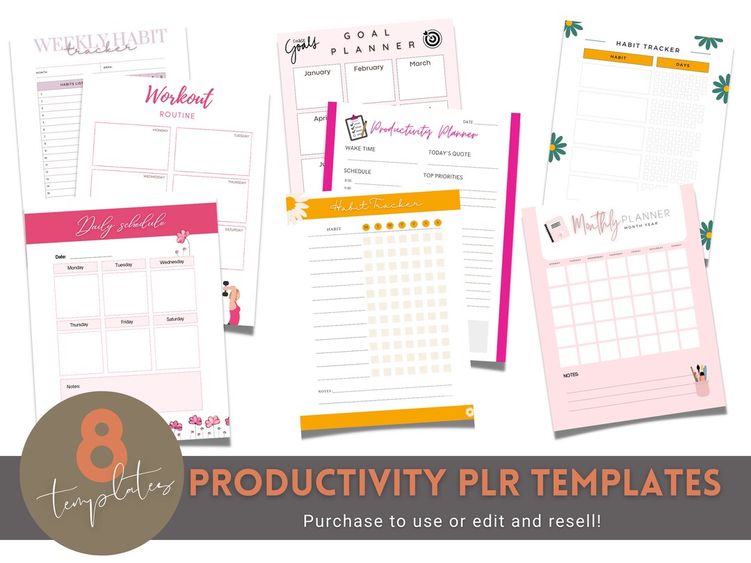 Productivity PLR Canva Template Bundle to Resell PLR PLR Bundle - Etsy
