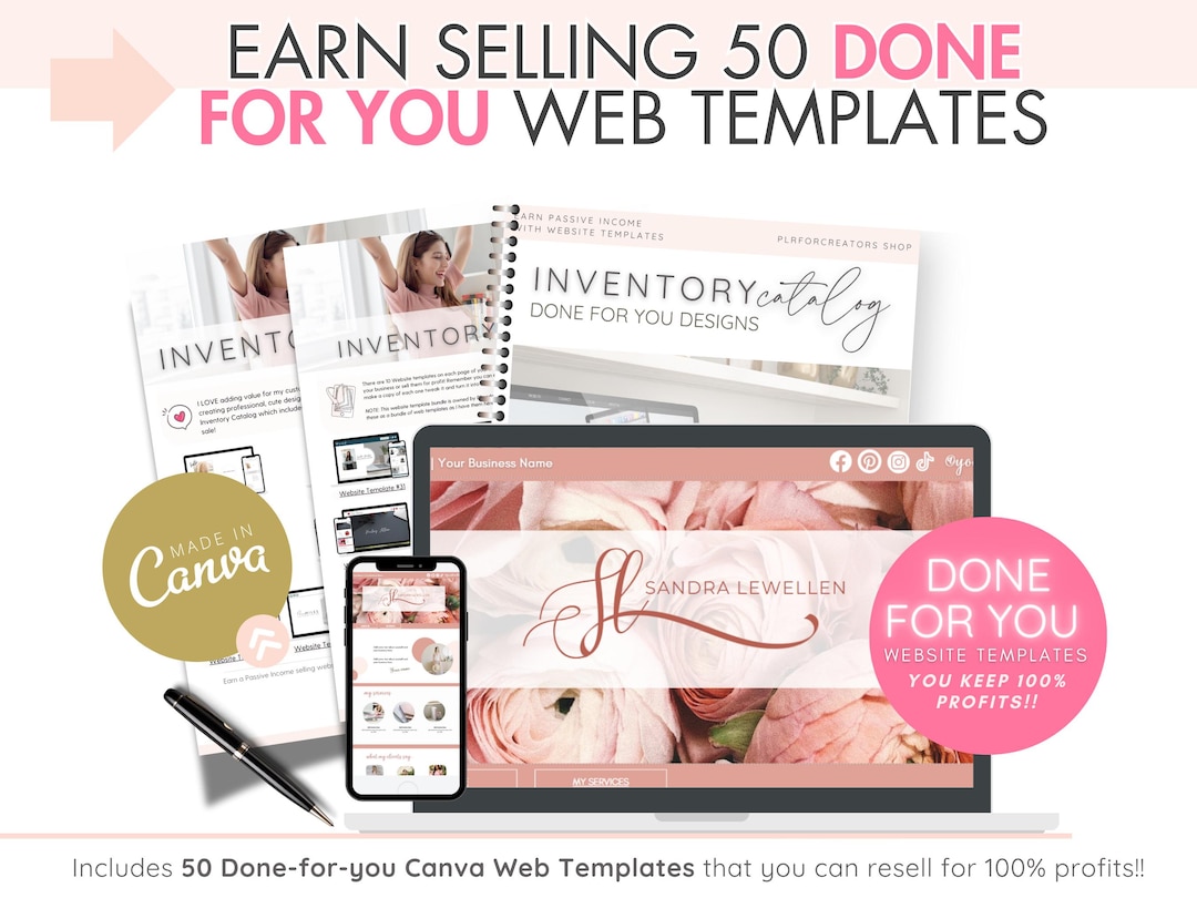 Sell on Etsy - 50 Canva Website Templates! Includes PLR! - Etsy
