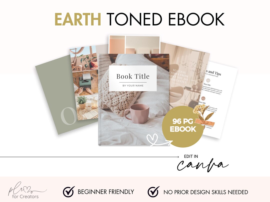 Earthy Toned 96-page Ebook Template | Editable Canva PLR & MRR Digital ...