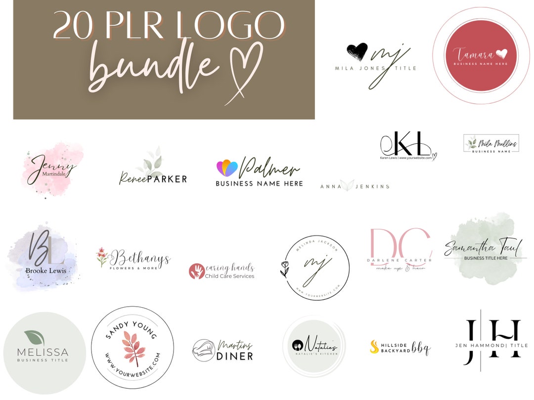 20 PLR Business Logo Bundle Customizable Logos Resell Logos - Etsy
