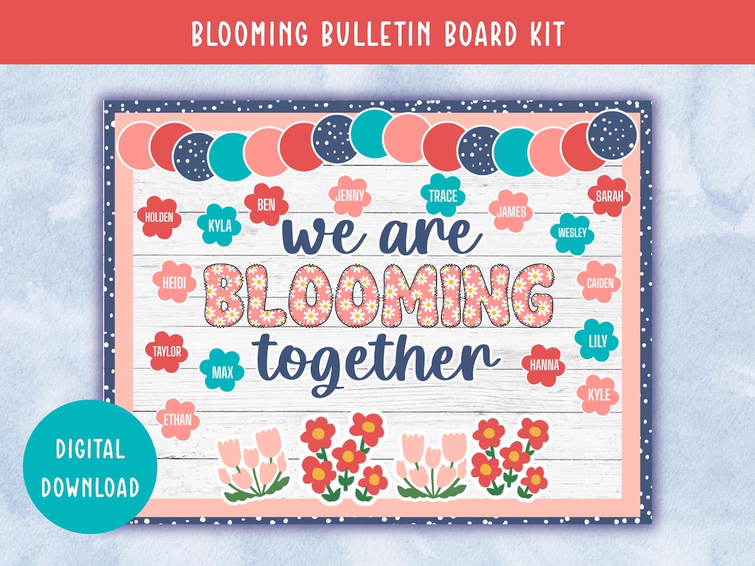 Personalized Spring Bulletin Board Kit - Editable Flower Names on Canva ...