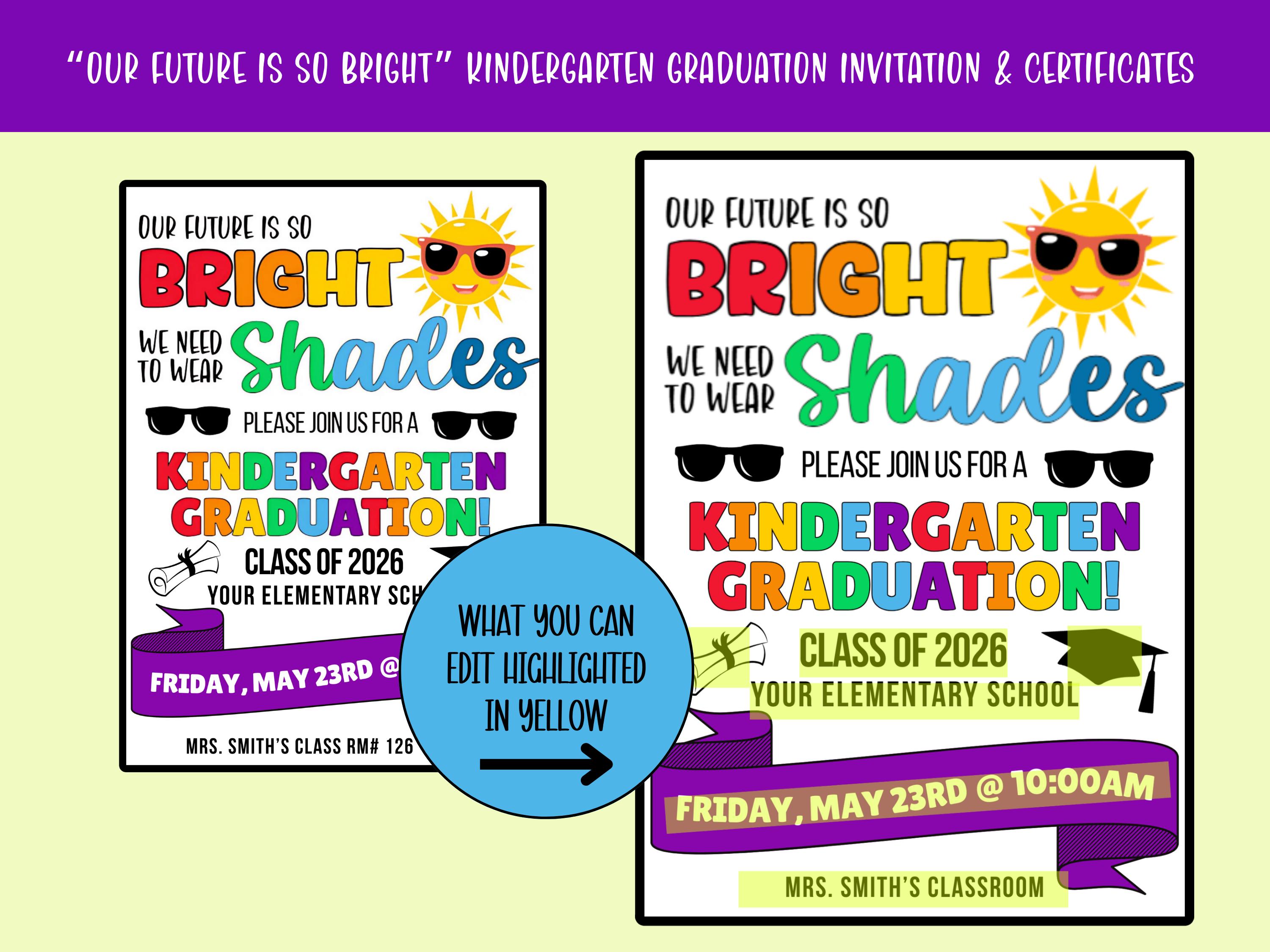 Editable Kindergarten Graduation Invitations & Certificates. "our ...