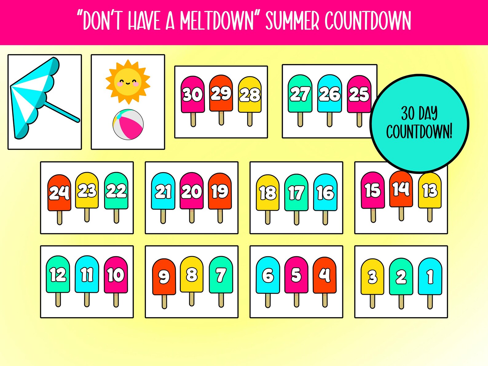 Don't Have a Meltdown Summer Countdown Bulletin Board Kit - Etsy
