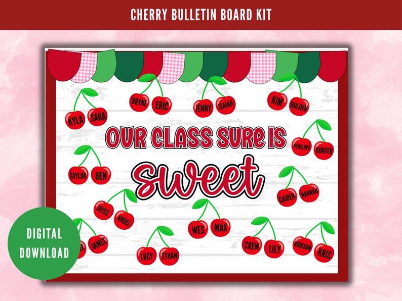 Personalized Cherry Bulletin Board Kit - Customizable Cherries on Canva ...