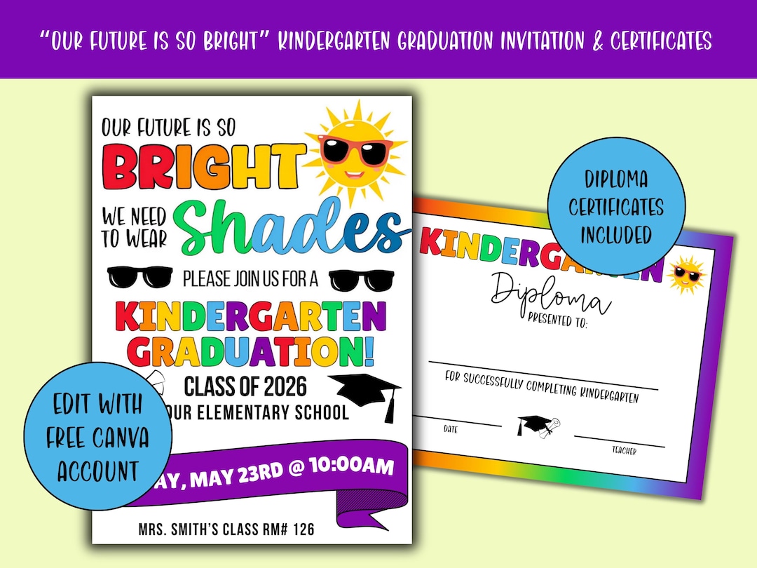 Editable Kindergarten Graduation Invitations & Certificates. "our ...
