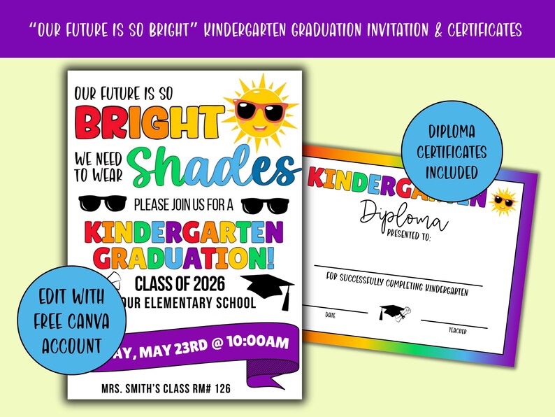 Editable Kindergarten Graduation Invitations & Certificates. "our ...