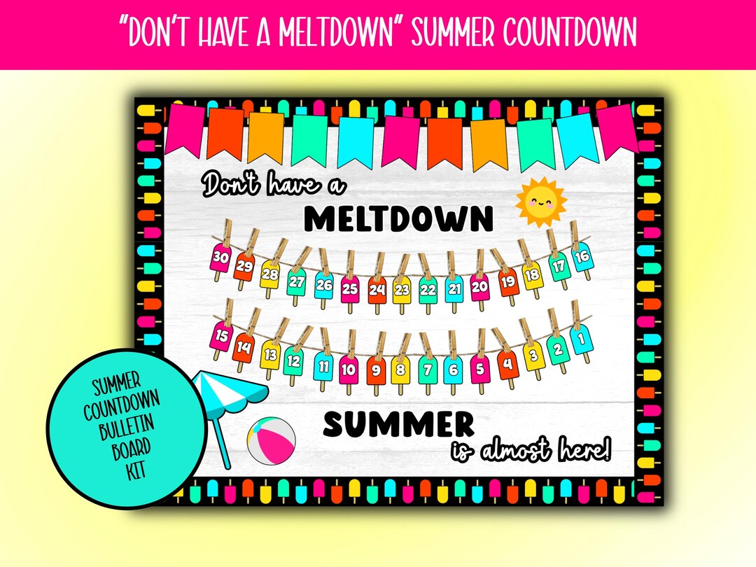 Bright and Fun Summer Break Countdown Bulletin Board Kit - Etsy