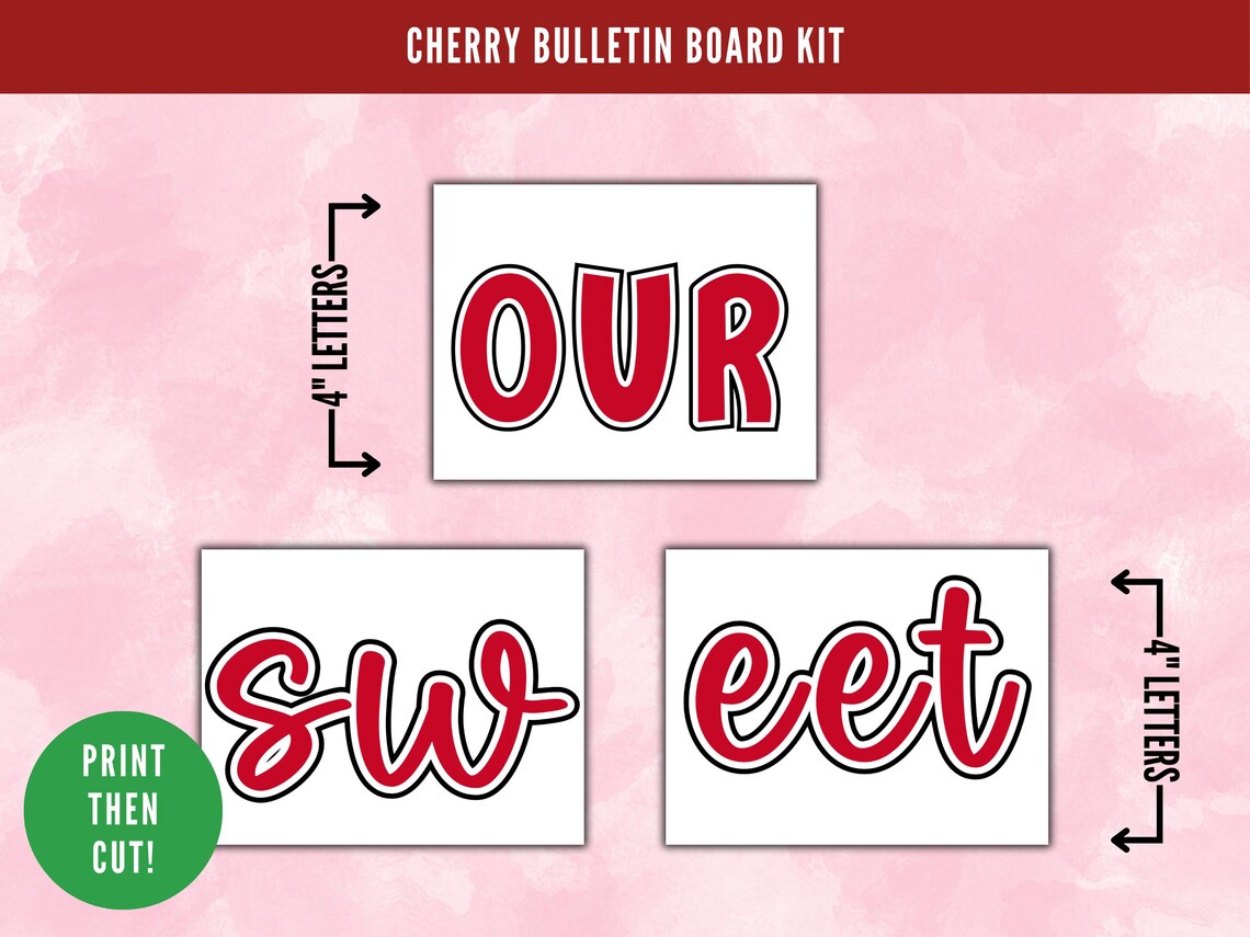 Personalized Cherry Bulletin Board Kit - Customizable Cherries on Canva ...