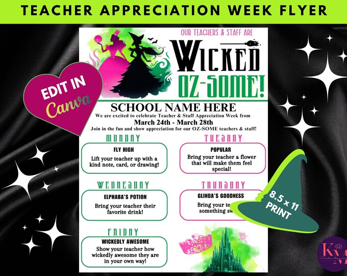 Teacher and Staff Appreciation Week Flyer, "wicked". Personalize on ...