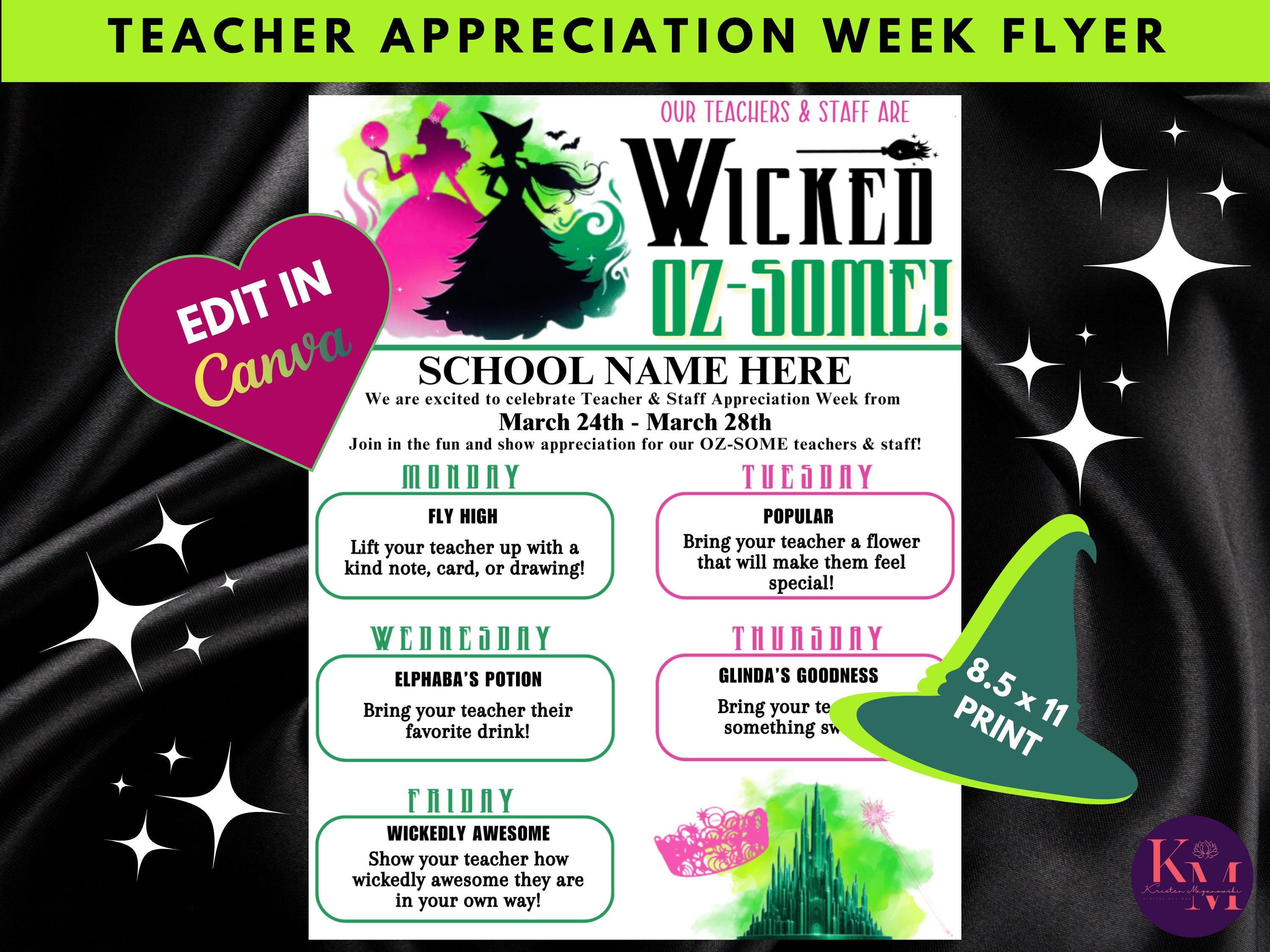 Teacher and Staff Appreciation Week Flyer, "wicked". Personalize on ...
