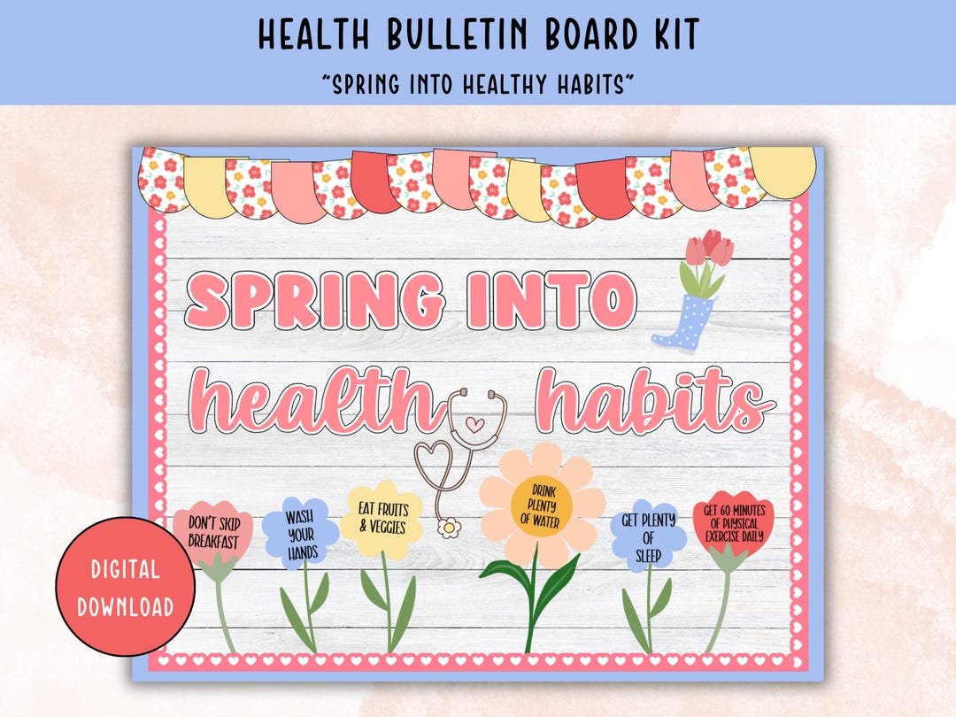 Spring Nurse Bulletin Board Kit: Healthy Habits Classroom Decor ...
