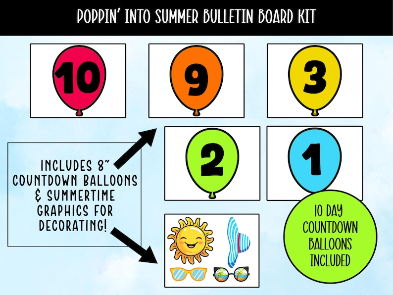 Fun Summer Countdown Bulletin Board Kit With Balloons - Etsy