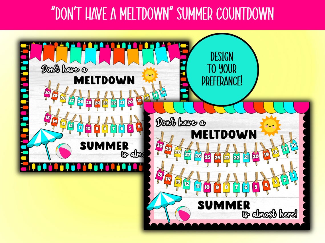 Don't Have a Meltdown Summer Countdown Bulletin Board Kit - Etsy