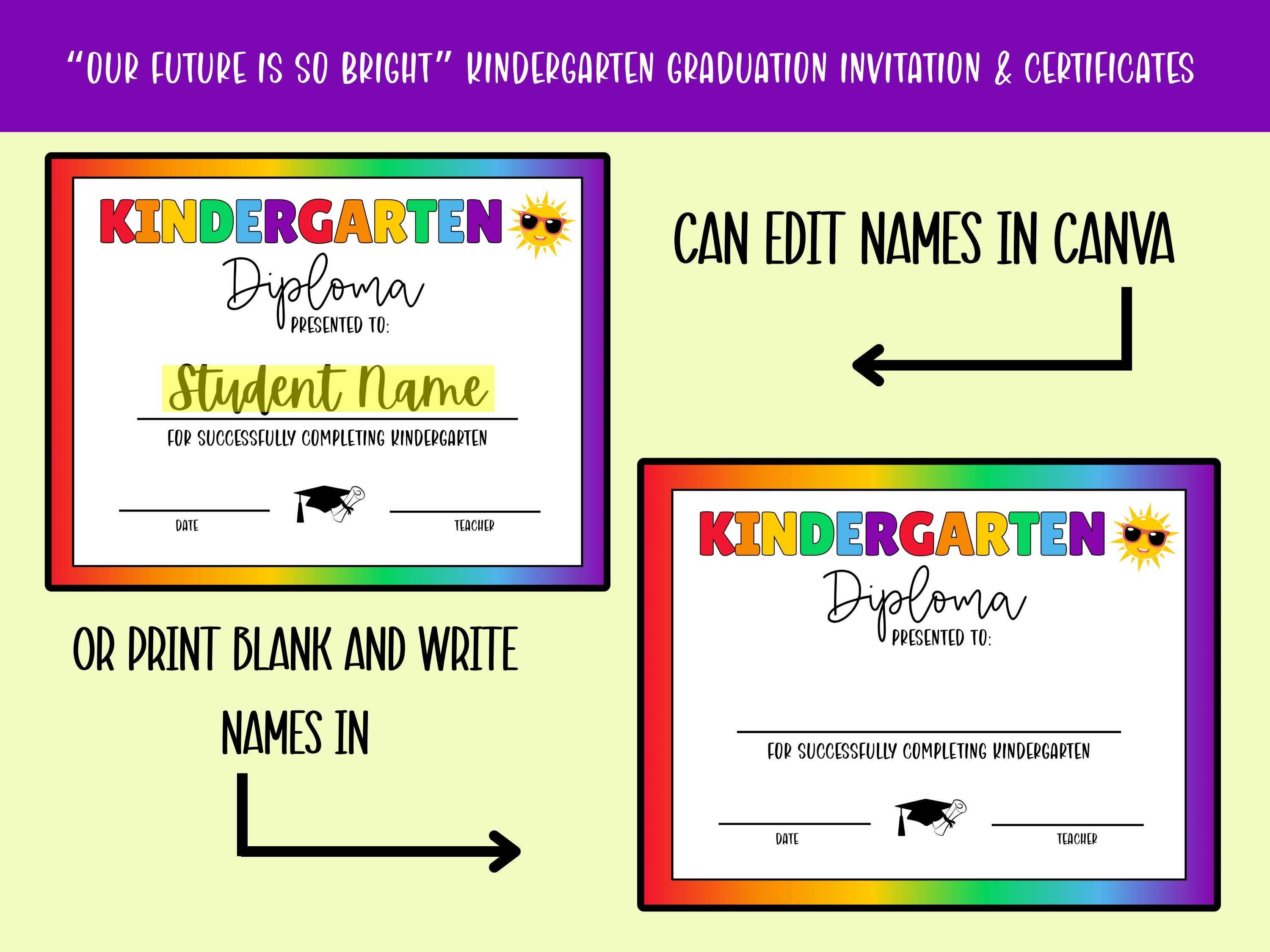 Editable Kindergarten Graduation Invitations & Certificates. "our ...