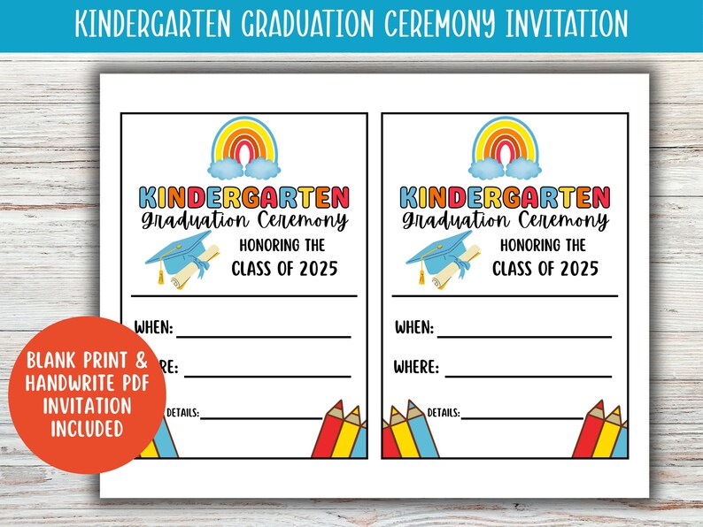 Bright Rainbow Kindergarten Graduation Invitation – Colorful & Fun ...