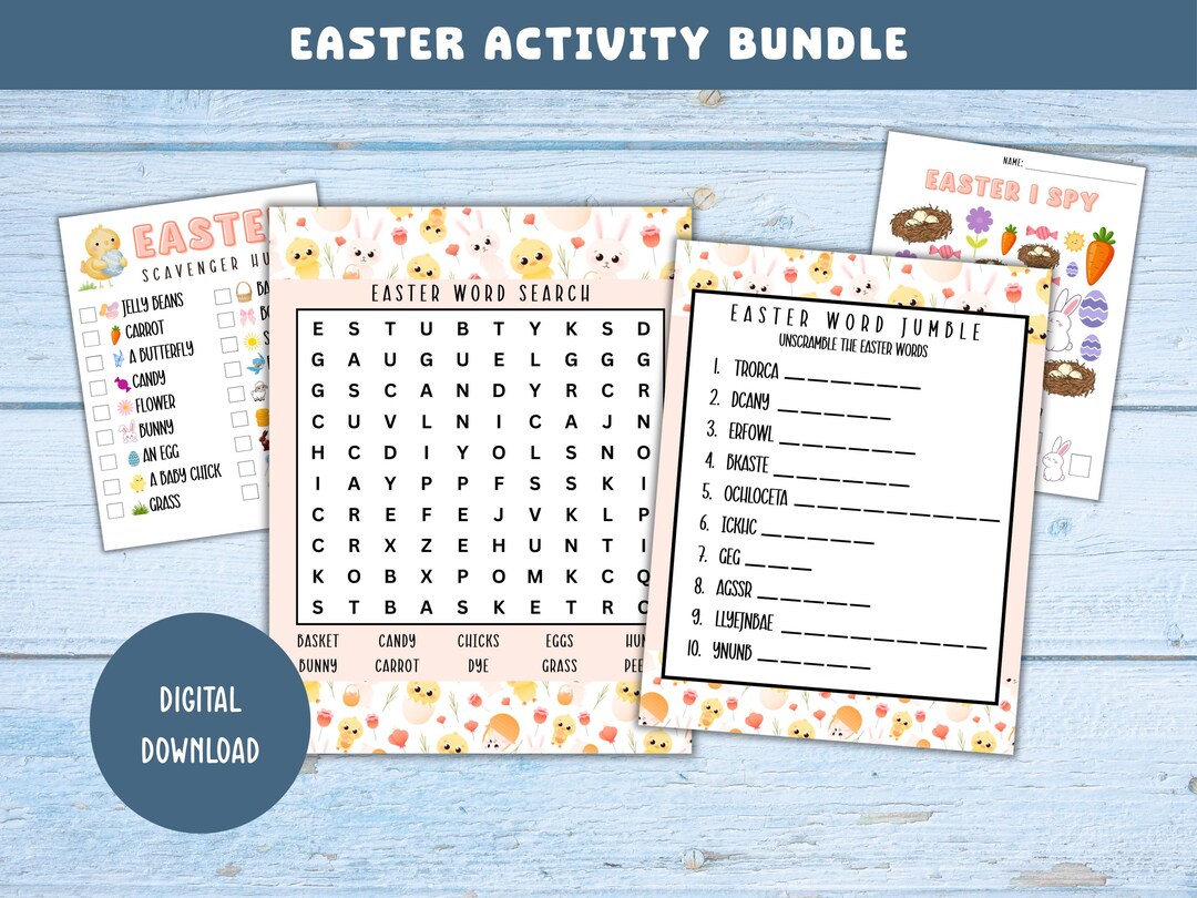 Easter Themed Kids Brain Games Bundle With Coloring Pages & Bonus Craft | Digital Download - Etsy