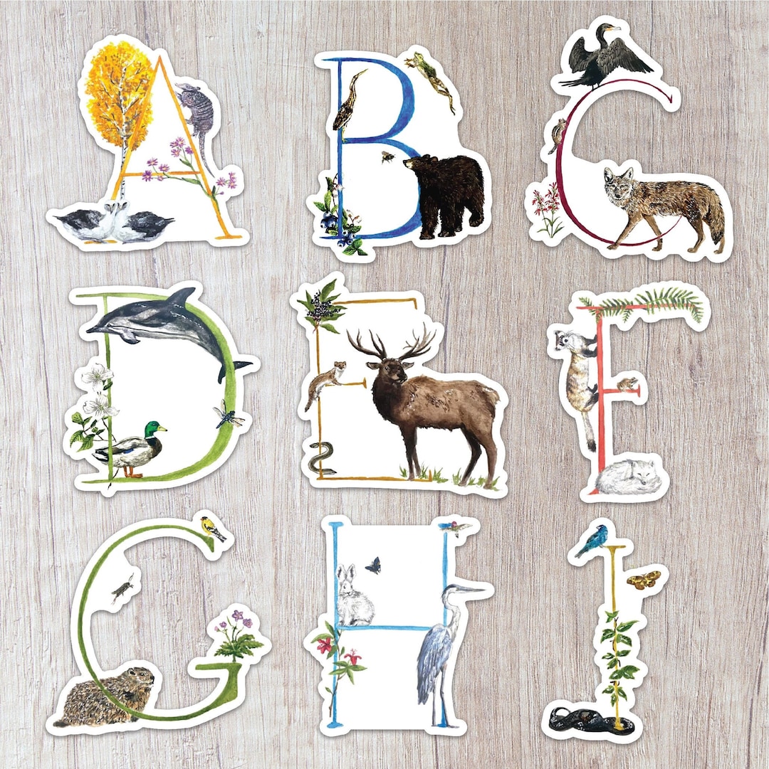 Animal Alphabet A to Z Letter Sticker - Etsy