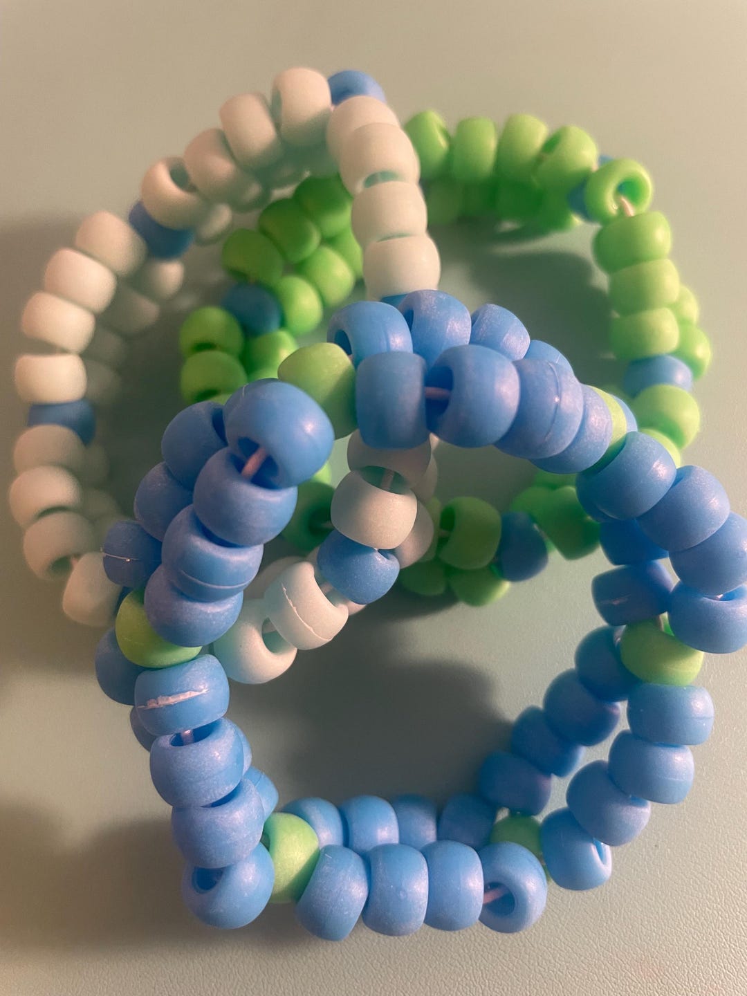 Kandi Bracelet Double Bracelet Pack of 3 (blue and Green Theme) - Etsy