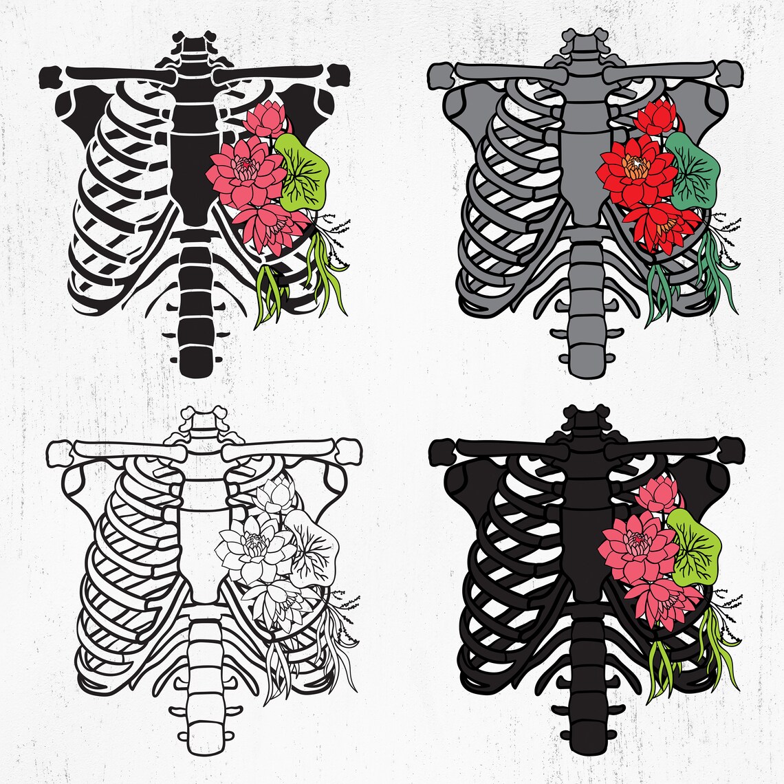 Rib Cage Floral SVG, Rib Cage, Floral SVG, Ribcage Flowers Svg File ...