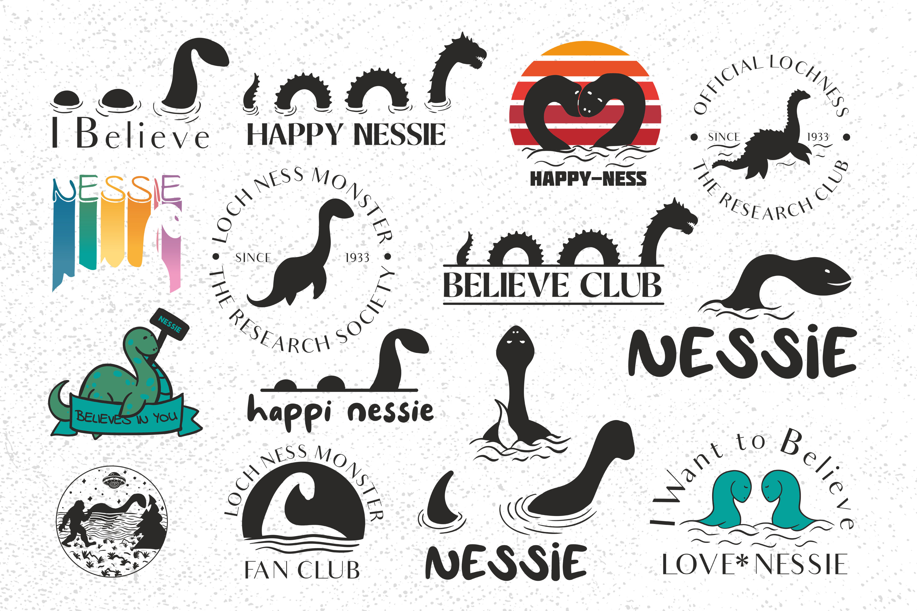 Loch Ness Monster Bundle Svg, Nessie Svg, Split Monogram Svg, Lochness ...