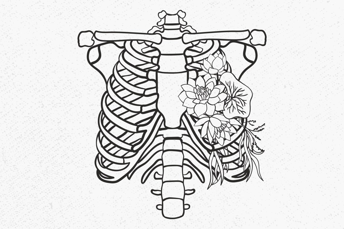 Rib Cage Floral SVG, Rib Cage, Floral SVG, Ribcage Flowers Svg File ...
