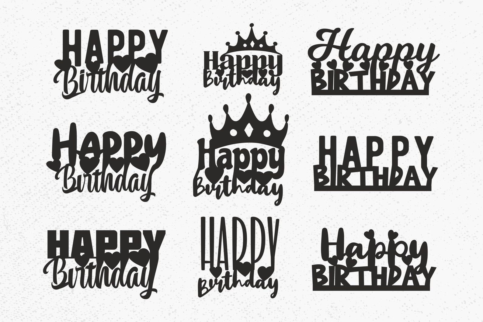 Birthday Cake Topper SVG, Birthday Cake Topper, Happy Birthday Cake SVG ...