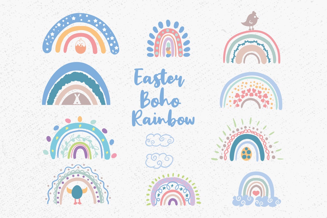 Easter Rainbow Bundle Svg, Rainbow SVG, Easter SVG, Boho Rainbow PNG ...