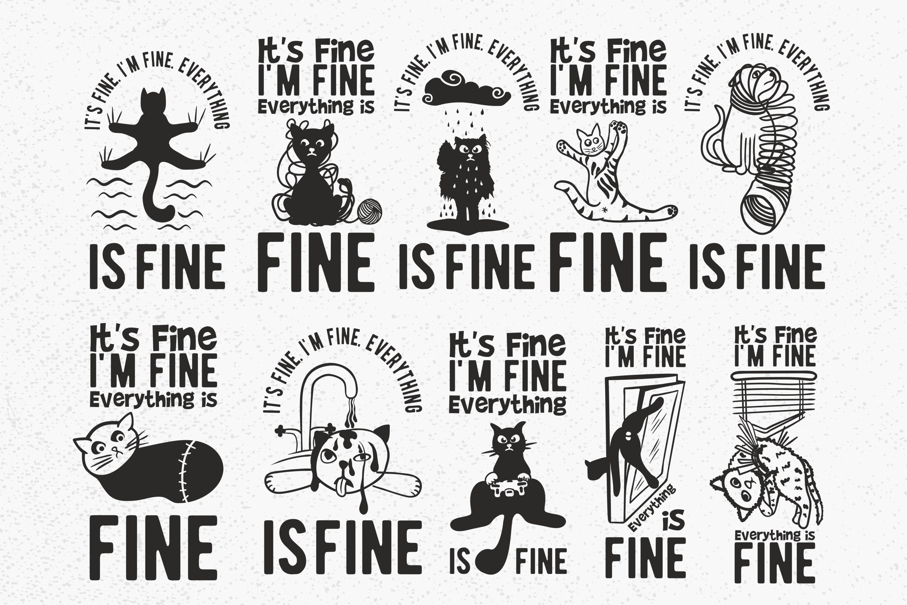 Everything is Fine Svg, It's Fine Svg, I'm Fine SVG, Funny Cat SVG ...