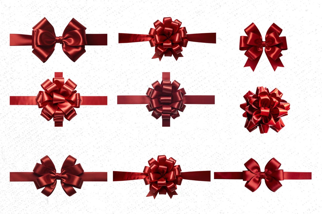 Christmas Bow Bundle PNG, Boho Ribbon Bow Bundle, Ribbon, Bow, Present ...